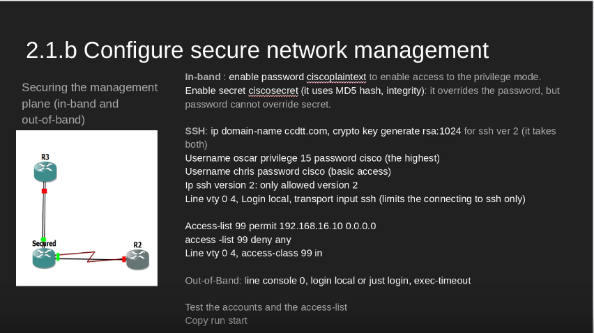 CCNA Security Topics | 2.1.b Configure Secure Network Management Lab